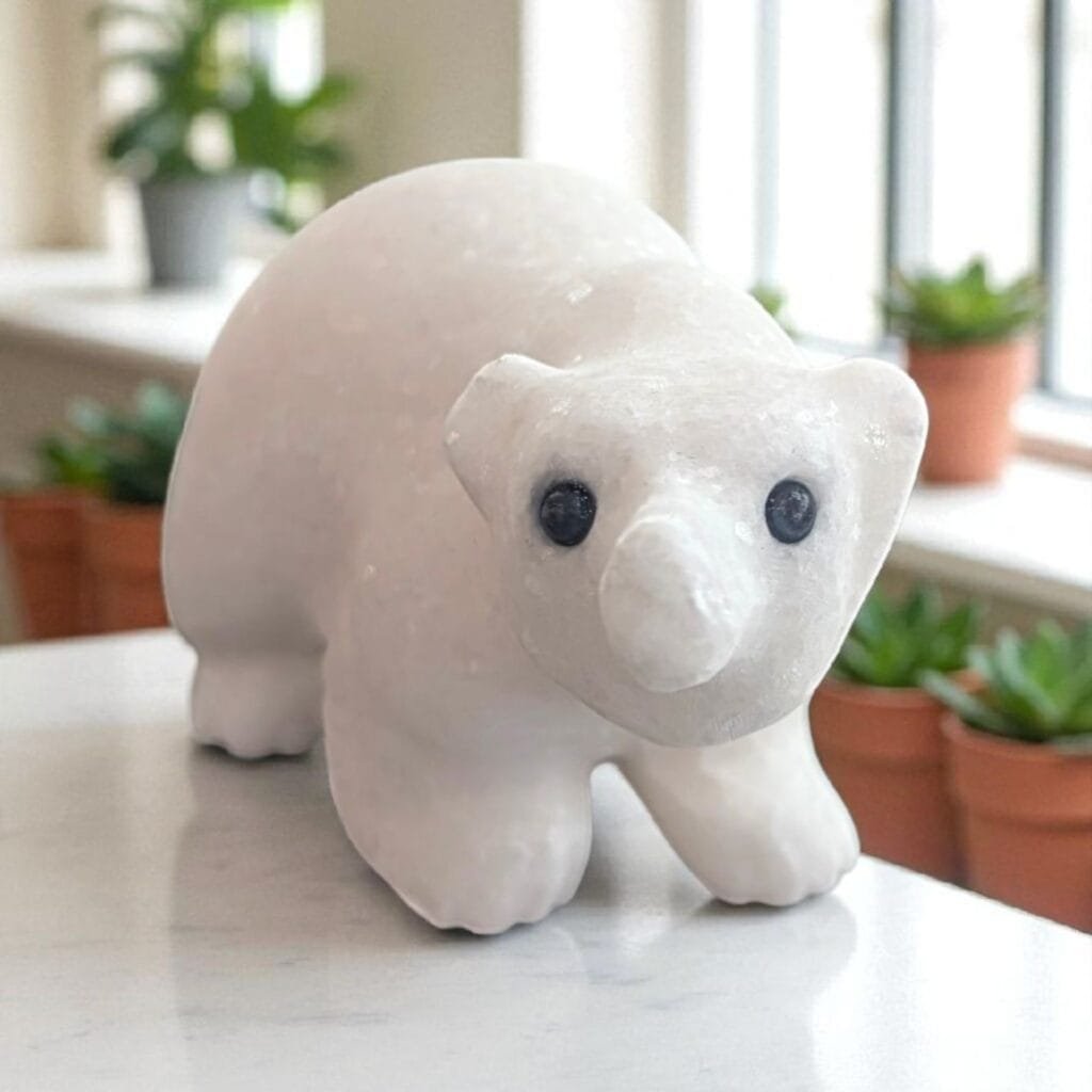 White Jade Bear Carving | Serenity Stones