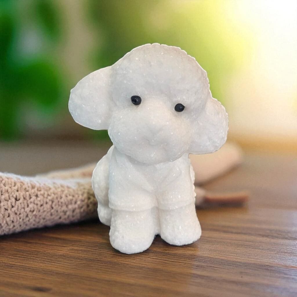 White Jade Poodle Carving | Serenity Stones
