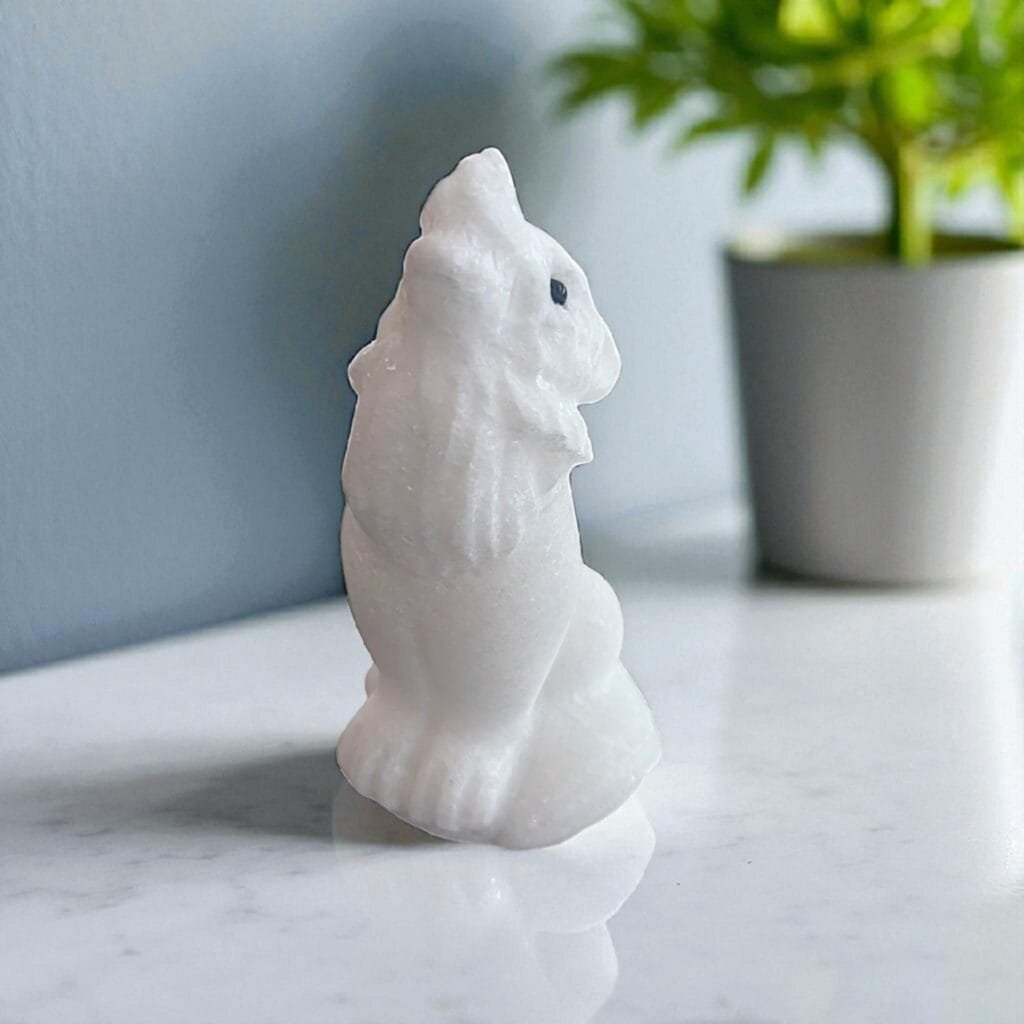 White Jade Wolf Carving | Serenity Stones